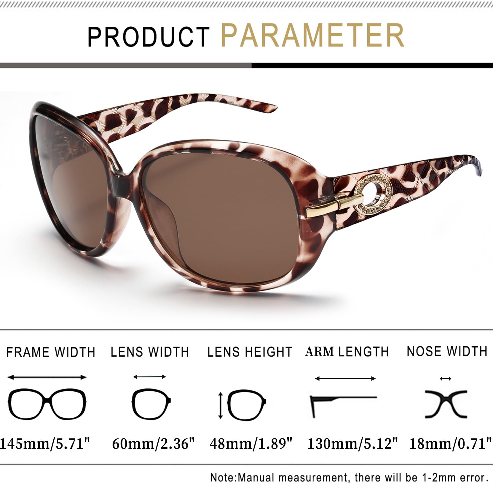 Joopin Big Leopard Sunglasses Large Tortoise Shades for Women Ladies Elegant Turtleshell Sun Glasses Polarized UV400 Brown Shady Rays Sunnies