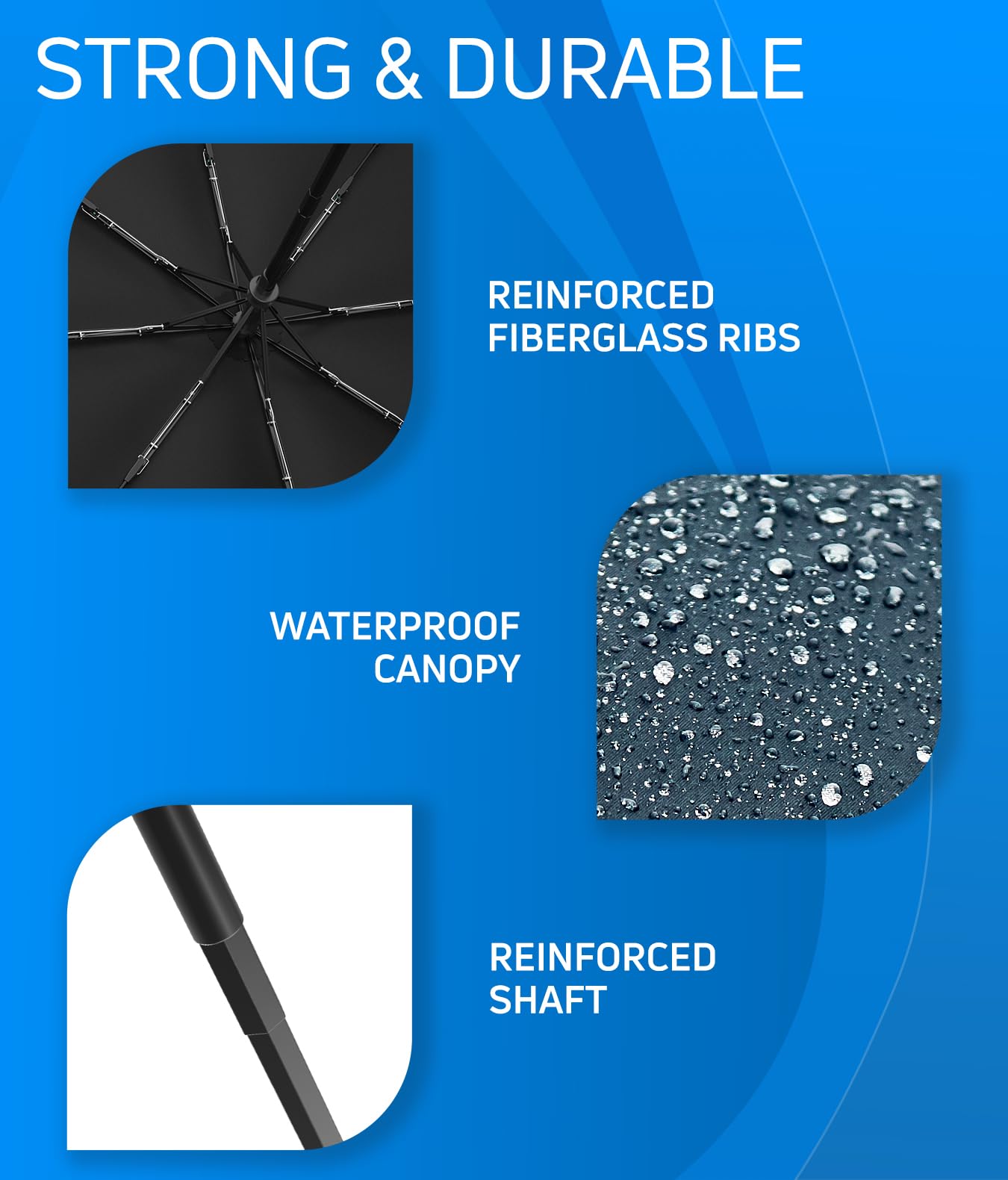 Rain-Mate Compact Travel Stick Umbrella - Pocket Portable Folding Windproof Mini Umbrella - Auto Open and Close Button and 8 Rib Reinforced Canopy
