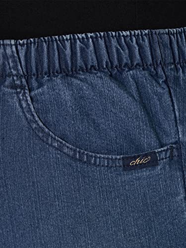 Chic Classic Collection Women's Size Stretch Elastic Waist Pull-On Pant, Mid Shade Denim, 24 Plus Petite
