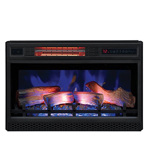 ClassicFlame 26" 3D Infrared Quartz Electric Fireplace Insert Plug and Safer Sensor, Black