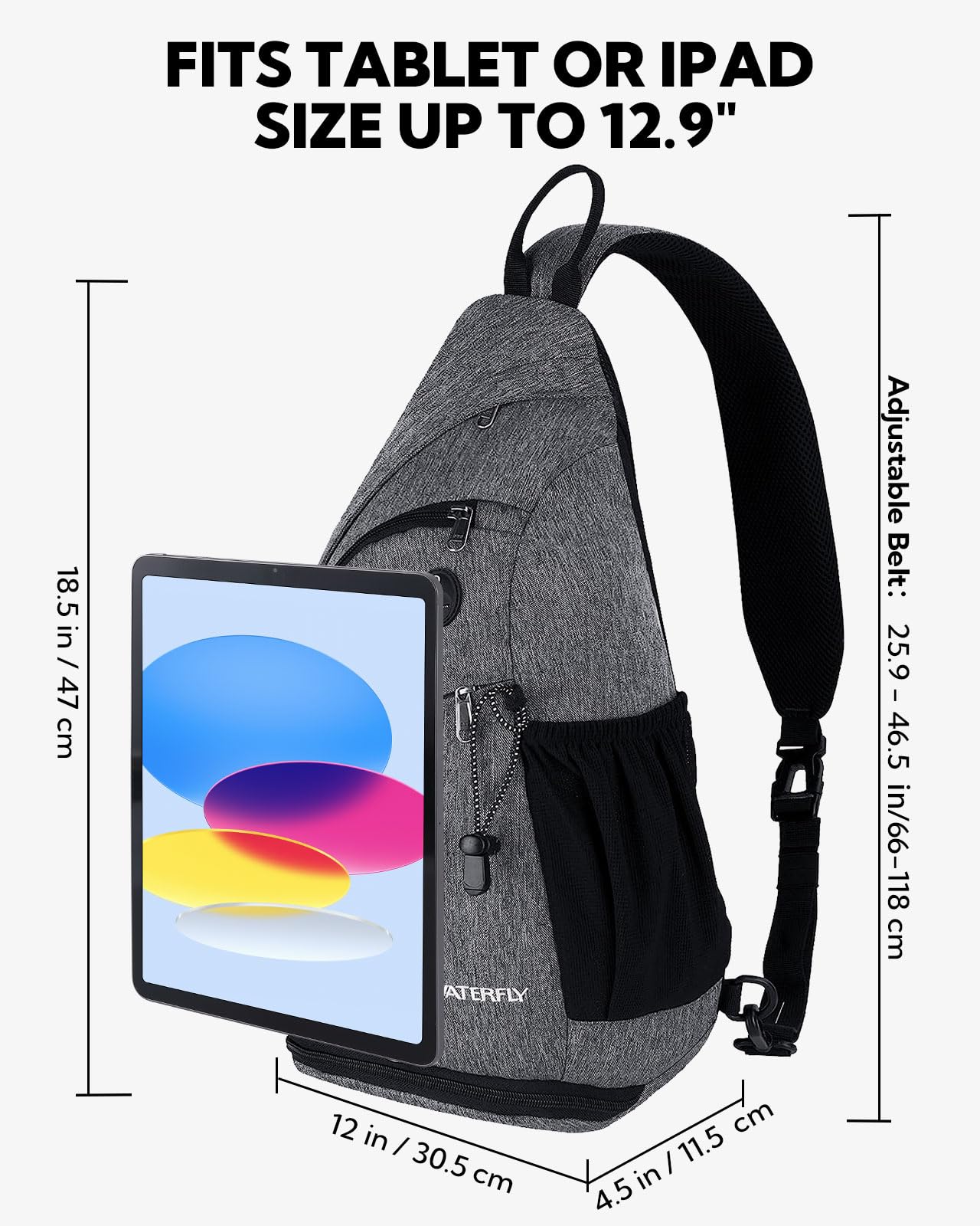WATERFLY Sling Bag Crossbody Backpack: Over Shoulder Daypack Casual Cross Chest Side Pack