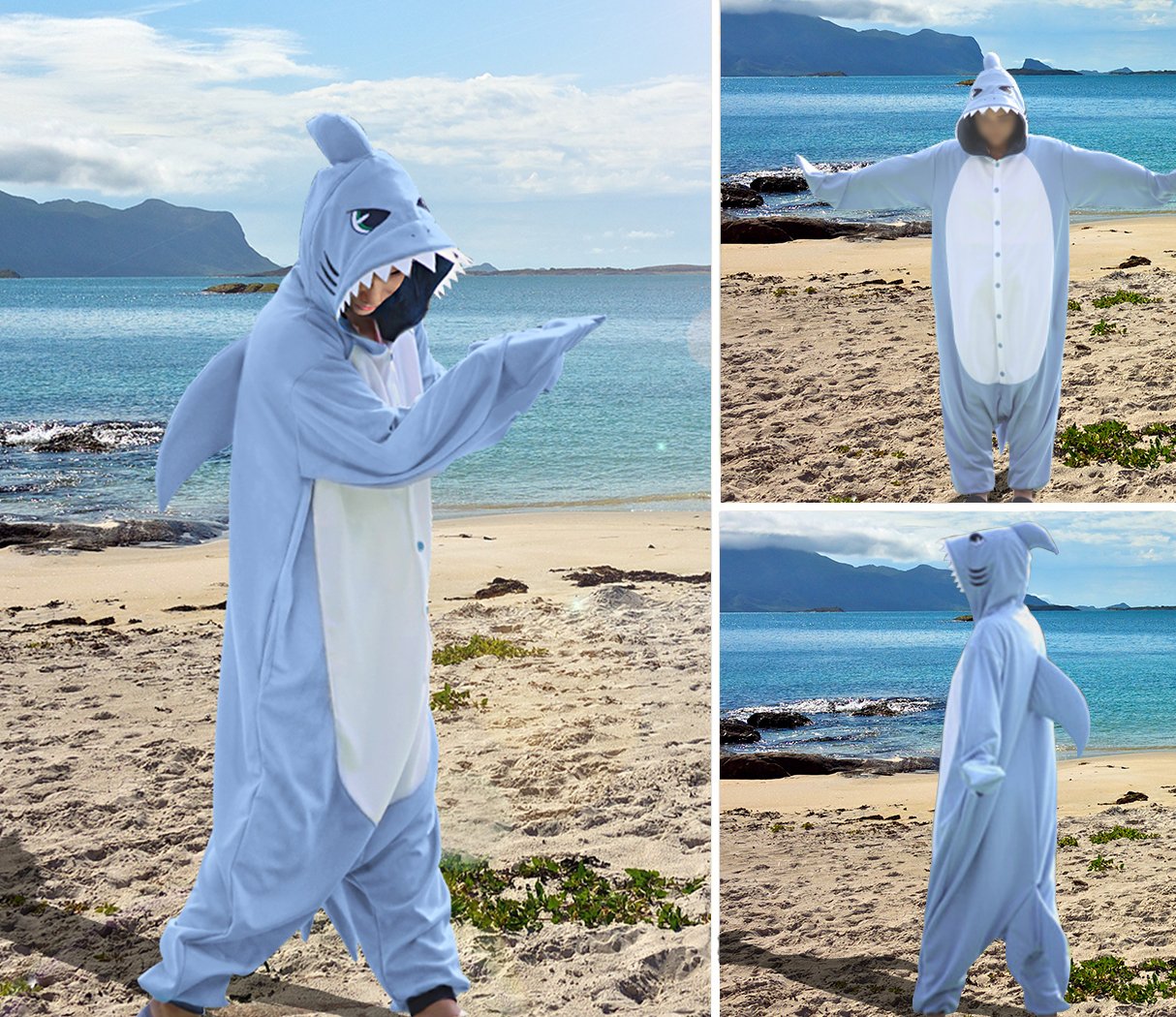 WOTOGOLD Animal Cosplay Costume Unisex Kids Shark Pajamas Blue Shark XS fit height 51'-55'
