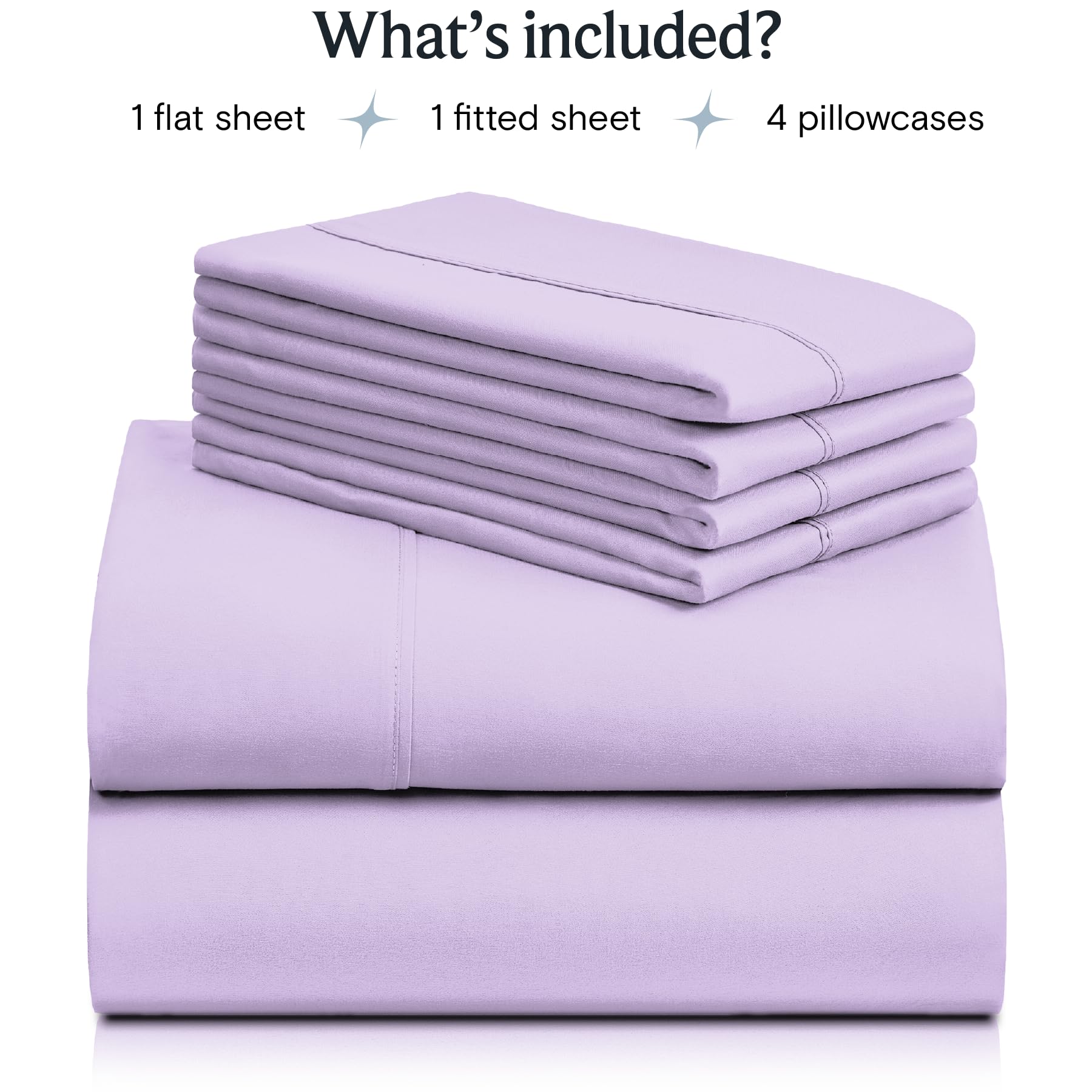 LuxClub 4 PC Full Sheet Set, Breathable Luxury Bed Sheets, Deep Pockets 18" Wrinkle Free Cooling Bed Sheets Machine Washable Hotel Bedding Silky Soft - Lavender Full