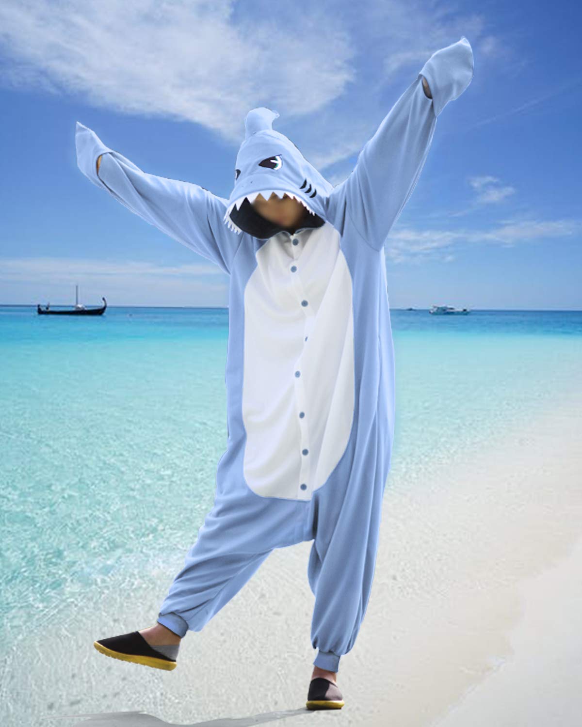 WOTOGOLD Animal Cosplay Costume Unisex Kids Shark Pajamas Blue Shark XS fit height 51'-55'