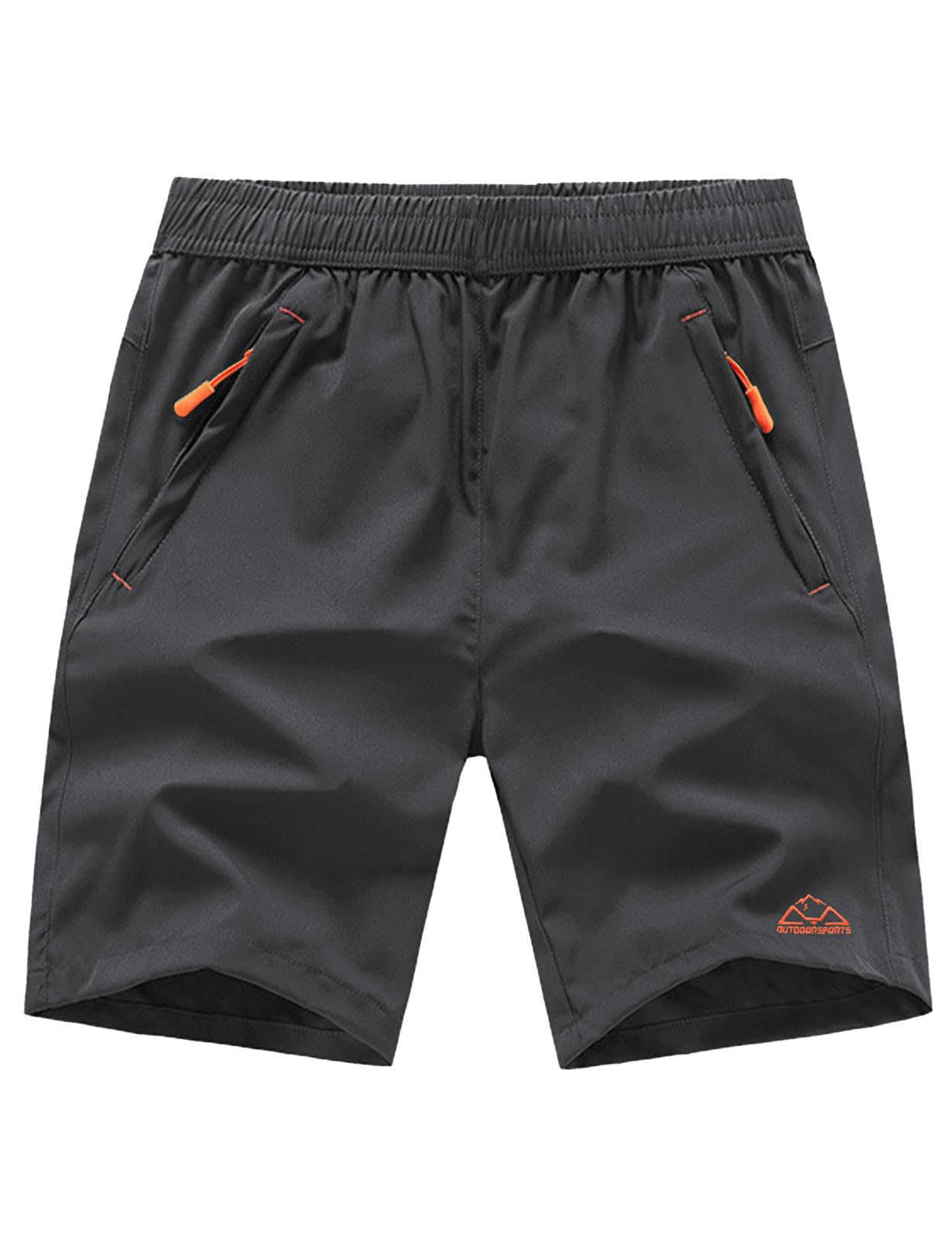 TBMPOY Men's 7" Hiking Running Shorts with Pockets Athletic Outdoor Sports Gym Workout Short Zipper Pockets Grey XXL