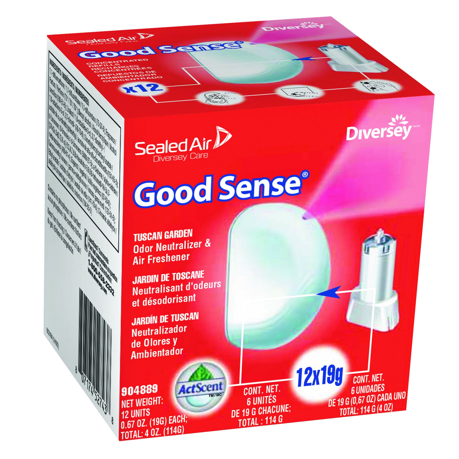 Diversey 904889 Good Sense Automatic Spray System, Tuscan Garden Scent, 0.67oz Cartridge (Case of 12)