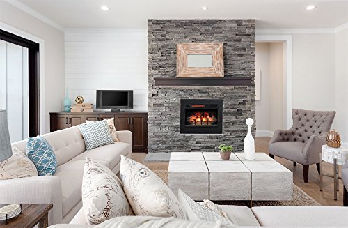 ClassicFlame 26" 3D Infrared Quartz Electric Fireplace Insert Plug and Safer Sensor, Black