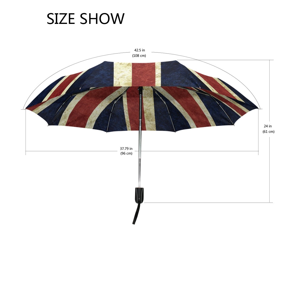 WOZO Vintage Union Jack British 3 Folds Auto Open Close Umbrella
