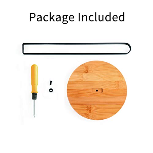 TIEYIPIN Paper Towel Holder, Countertop Roll Stand with Anti-Skid Wooden Bamboo Base for Kitchen, Cabinet, Table