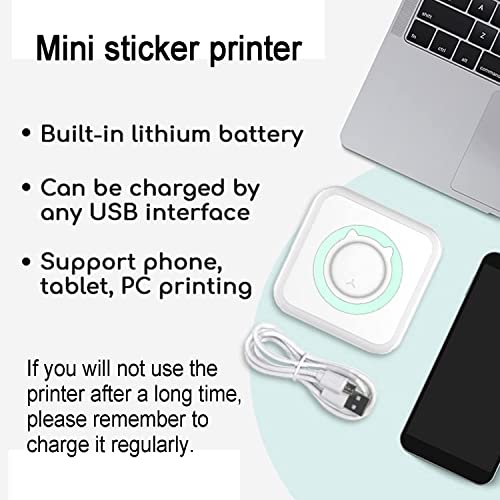 Instaproud - Portable Sticker Printer, Mini Printer Portable Bluetooth-Compatible Photo Printer with 10 Rolls Paper, Thermal Photo Printer for Photos, Diaries, Memos, Study Notes (10PCS)
