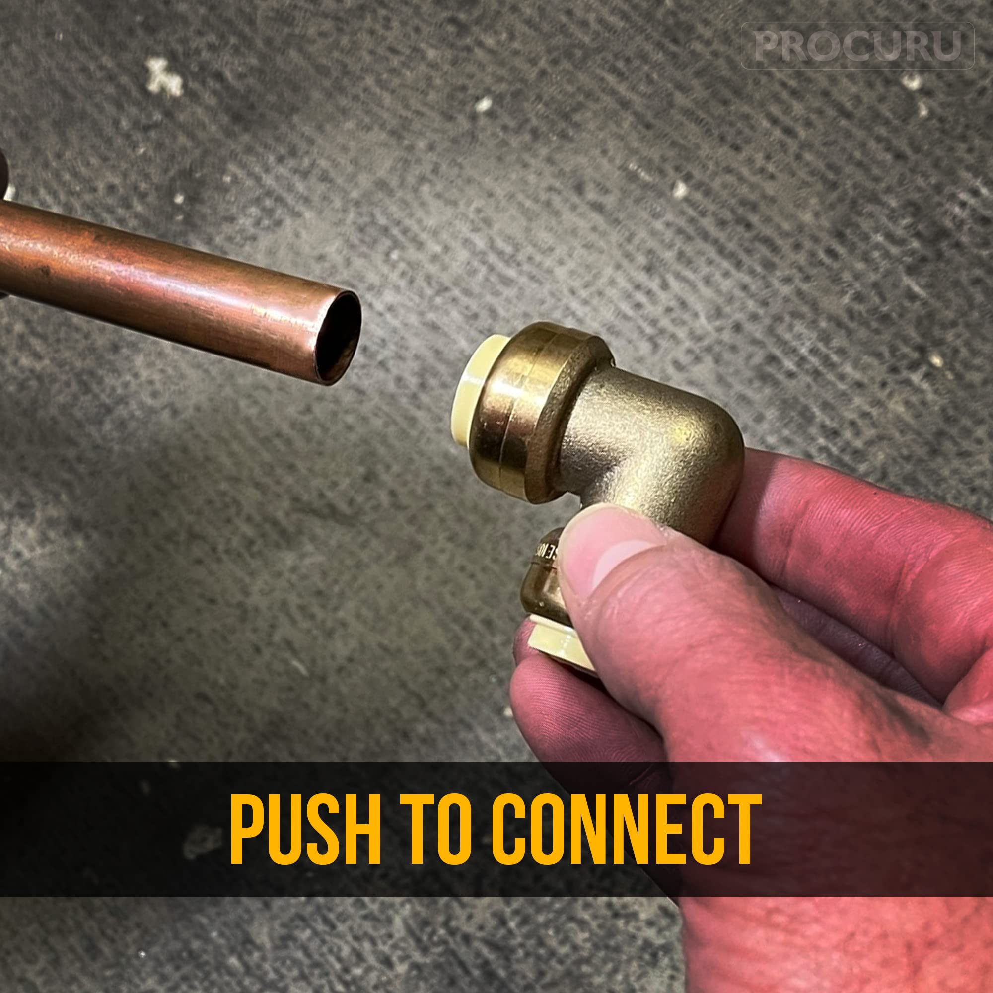 [10-Pack] PROCURU 1/2-Inch Pushfit 90-Degree Elbow, Push-to-Connect Plumbing Brass Fitting for Copper, PEX, CPVC, PE-RT Pipes (8X2012-10P)