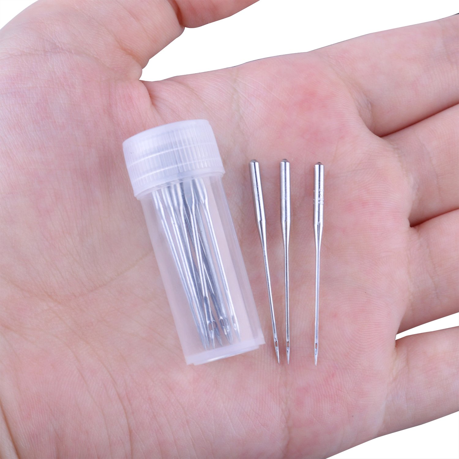 BronaGrand 50 Pieces Sewing Needles Home Sewing Machine Needles, Size 9, 11, 14, 16, 18, with 5 Needle Bottles, 10 Pieces Per Size
