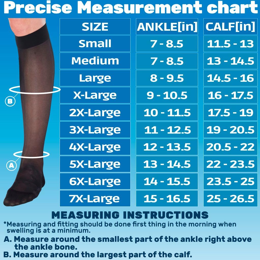 ABSOLUTE SUPPORT Made in USA - Sheer Compression Socks for Women 20-30mmHg | For Swelling, Lymphedema, DVT, Post Surgery Recovery - Black, Large, A205BL3