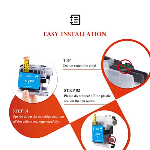 LC201 LC203 Ink Cartridges Compatible for Brother LC201 LC203 Ink Cartridges High Yield, ejet for MFC-J480DW MFC-J880DW MFC-J4420DW MFC-J680DW MFC-J885DW (5 Black, 2 Cyan, 2 Magenta,2 Yellow, 11-Pack)
