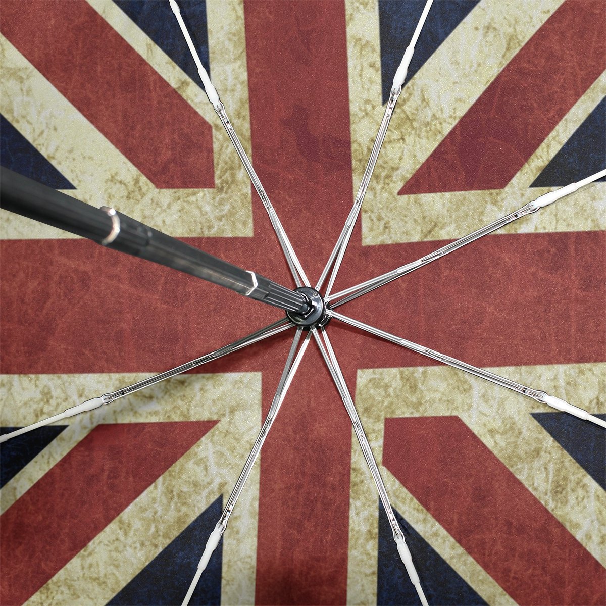 WOZO Vintage Union Jack British 3 Folds Auto Open Close Umbrella
