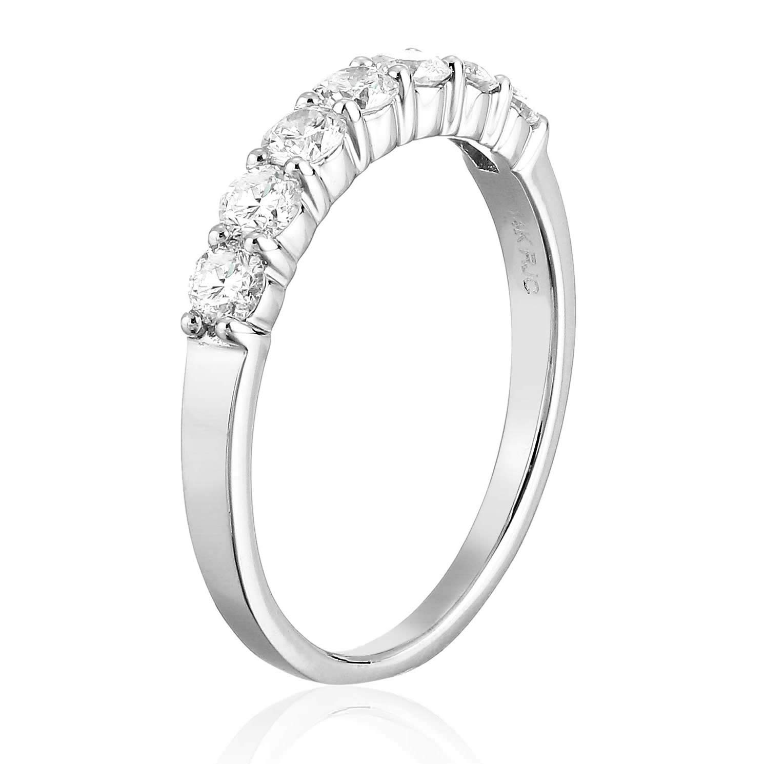 Vir Jewels 1/2 carat (ctw) Diamond Wedding Anniversary Band for Women, Round Diamond Engagement Ring 14K White Gold Prong Set 0.50 cttw, Size 7