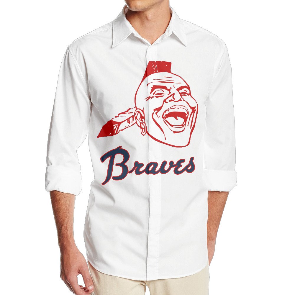 Memoy Atlanta Baseball Brave Men's Long Sleeve Casual T-Shirt S White