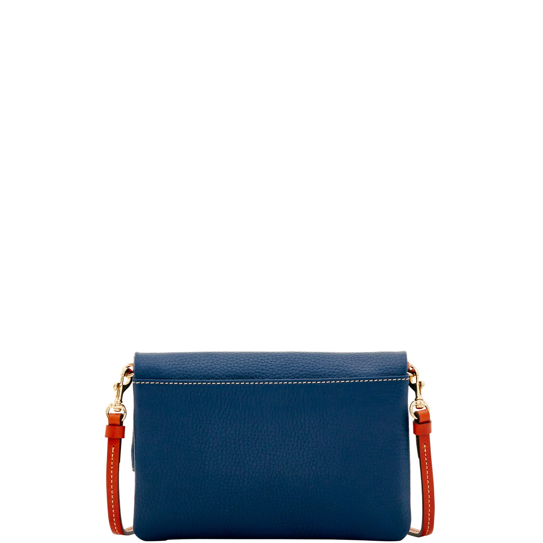 Dooney & Bourke Women's Foldover Zip Crossbody in Pebble Grain Leather, Small Sized Handbag with Adjustable Shoulder Strap, Midnight