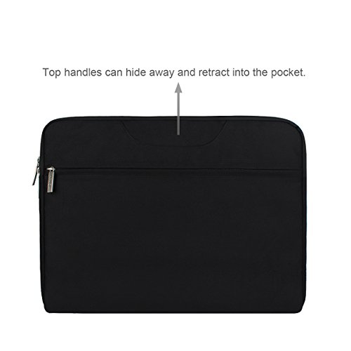 ARVOK 13 13.3 14 Inch Water-resistant Canvas Fabric Laptop Sleeve With Handle&Zipper Pocket/Notebook Computer Case/Ultrabook Briefcase Carrying Bag for HP/Dell/Lenovo/Asus/Acer/Samsung, Black