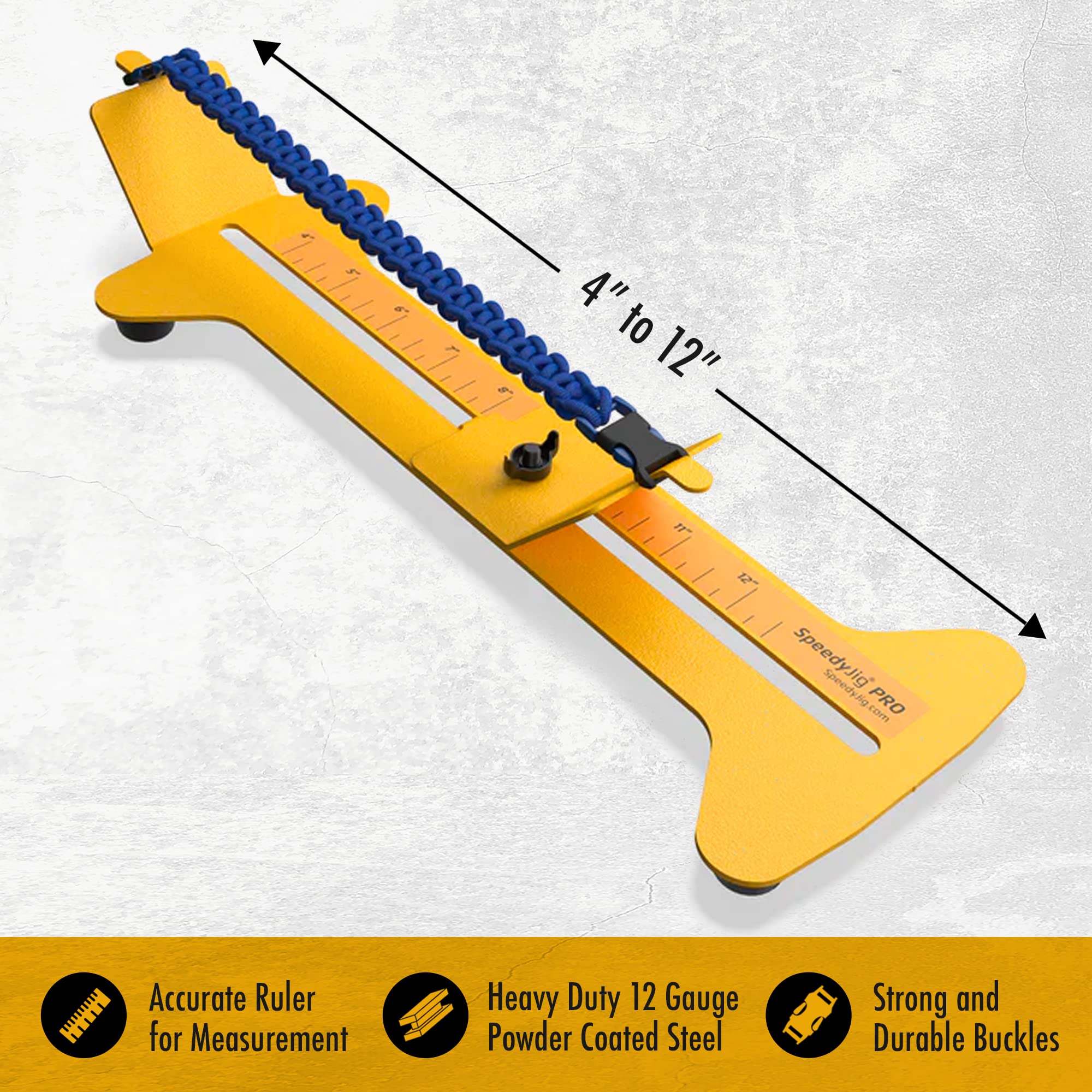 SpeedyJig PRO - Paracord Bracelet Kit and Jig | Easily Make Paracord Bracelets from 4" to Over 13" | Adjustable Steel Frame Made in The USA | Includes Free Paracord & Buckles