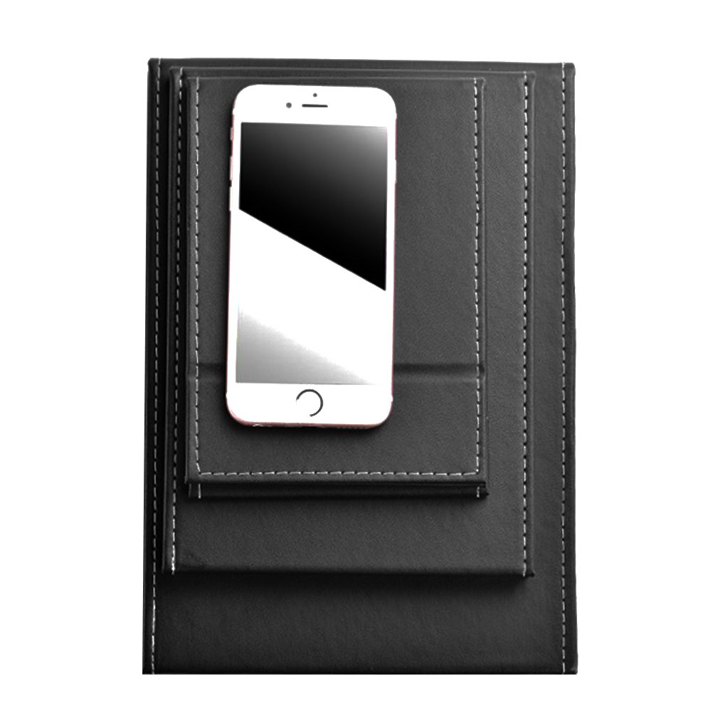 JOLY PU Leather Portable Folding Makeup Mirror with Standing(M, Black)