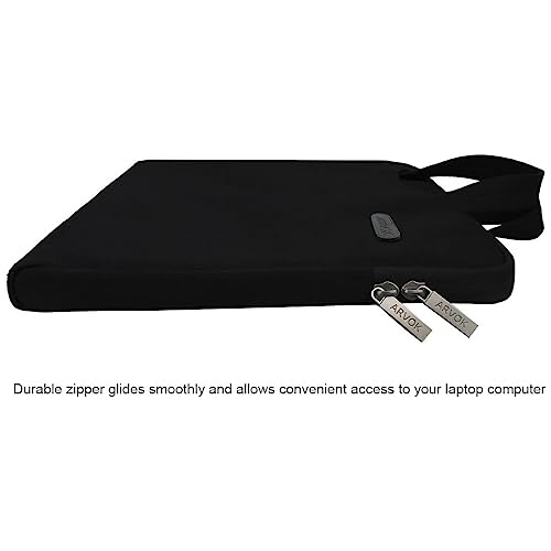 ARVOK 13 13.3 14 Inch Water-resistant Canvas Fabric Laptop Sleeve With Handle&Zipper Pocket/Notebook Computer Case/Ultrabook Briefcase Carrying Bag for HP/Dell/Lenovo/Asus/Acer/Samsung, Black