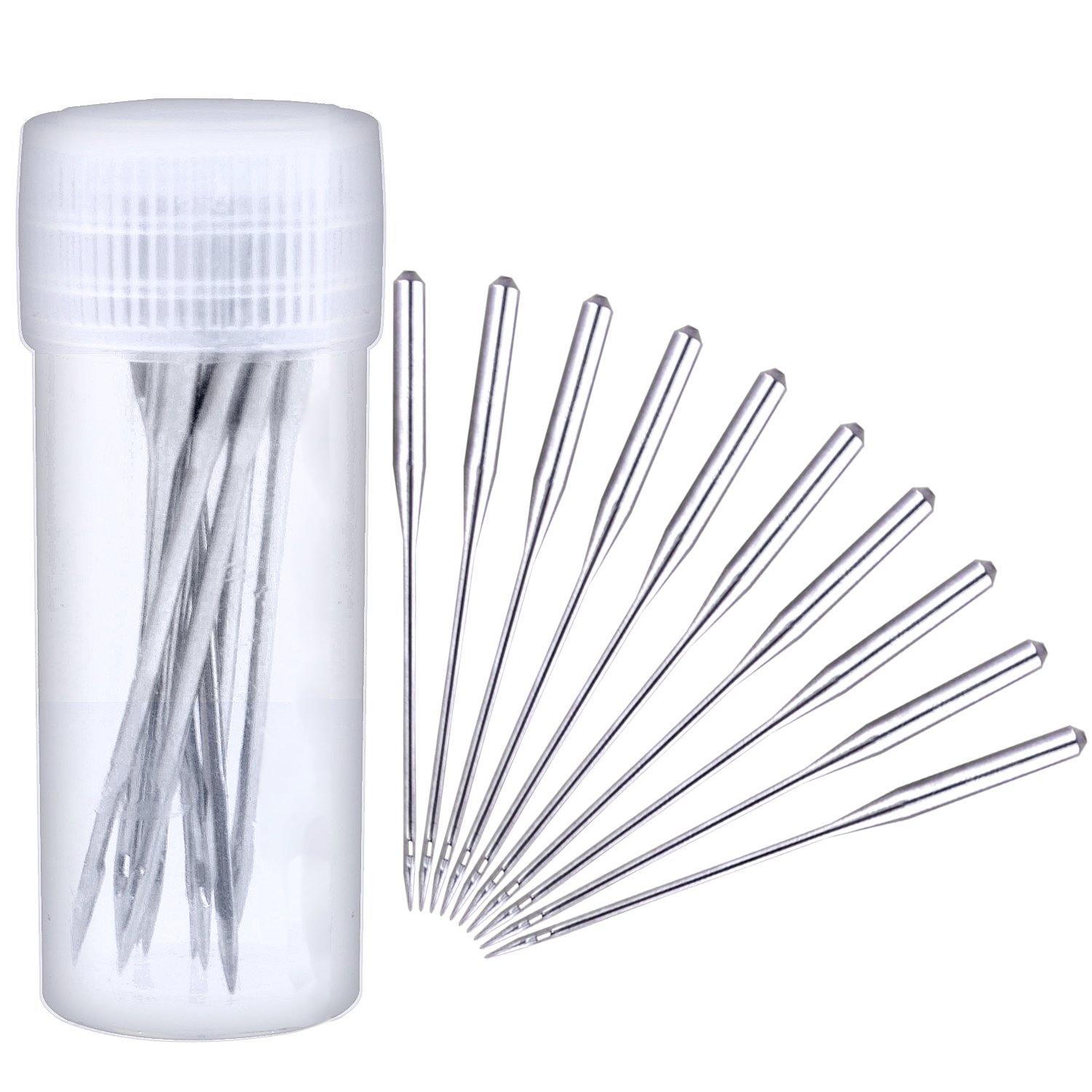 BronaGrand 50 Pieces Sewing Needles Home Sewing Machine Needles, Size 9, 11, 14, 16, 18, with 5 Needle Bottles, 10 Pieces Per Size