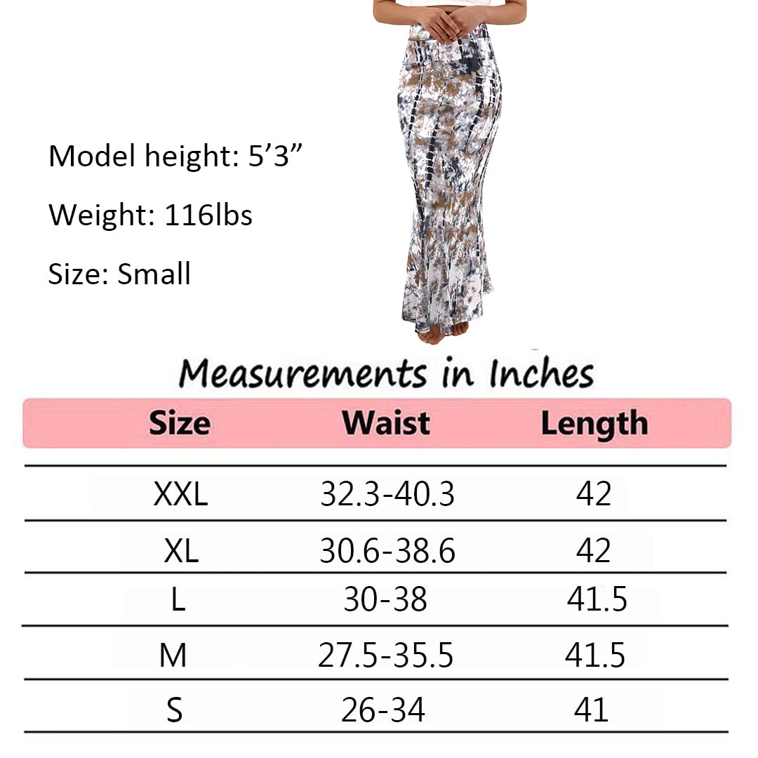 Women Fashion Summer Printed High Waisted Beach Maxi Skirts Long Skirt(Landscape Painting), M