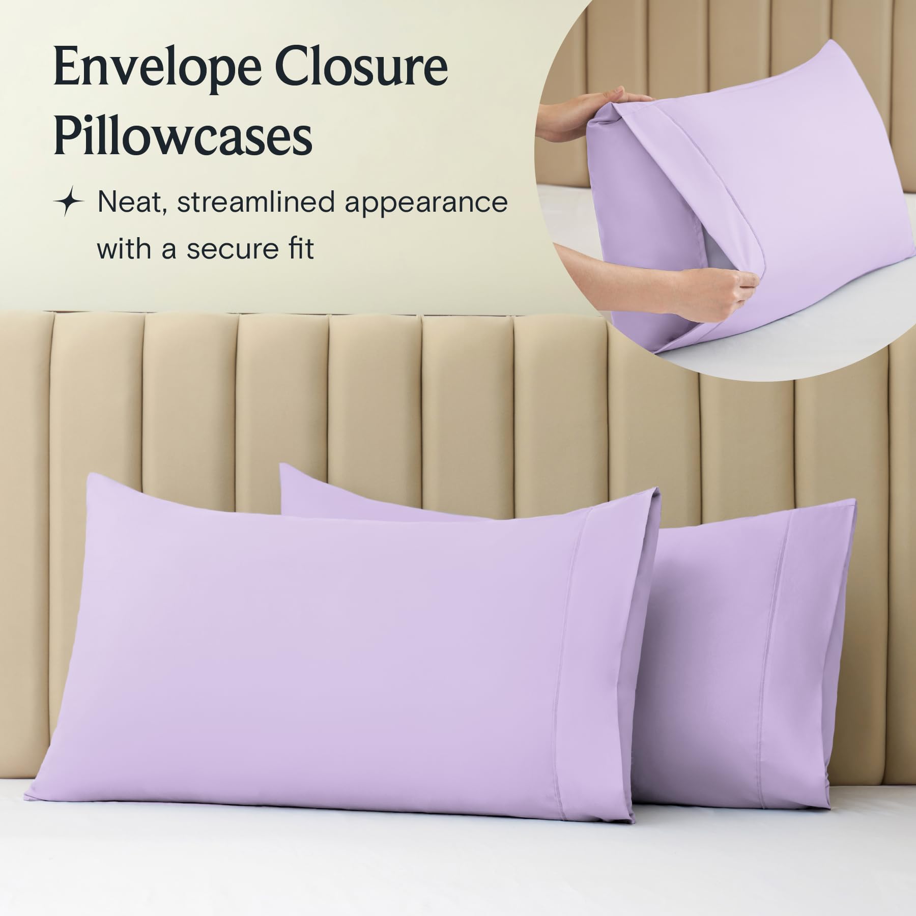LuxClub 4 PC Full Sheet Set, Breathable Luxury Bed Sheets, Deep Pockets 18" Wrinkle Free Cooling Bed Sheets Machine Washable Hotel Bedding Silky Soft - Lavender Full