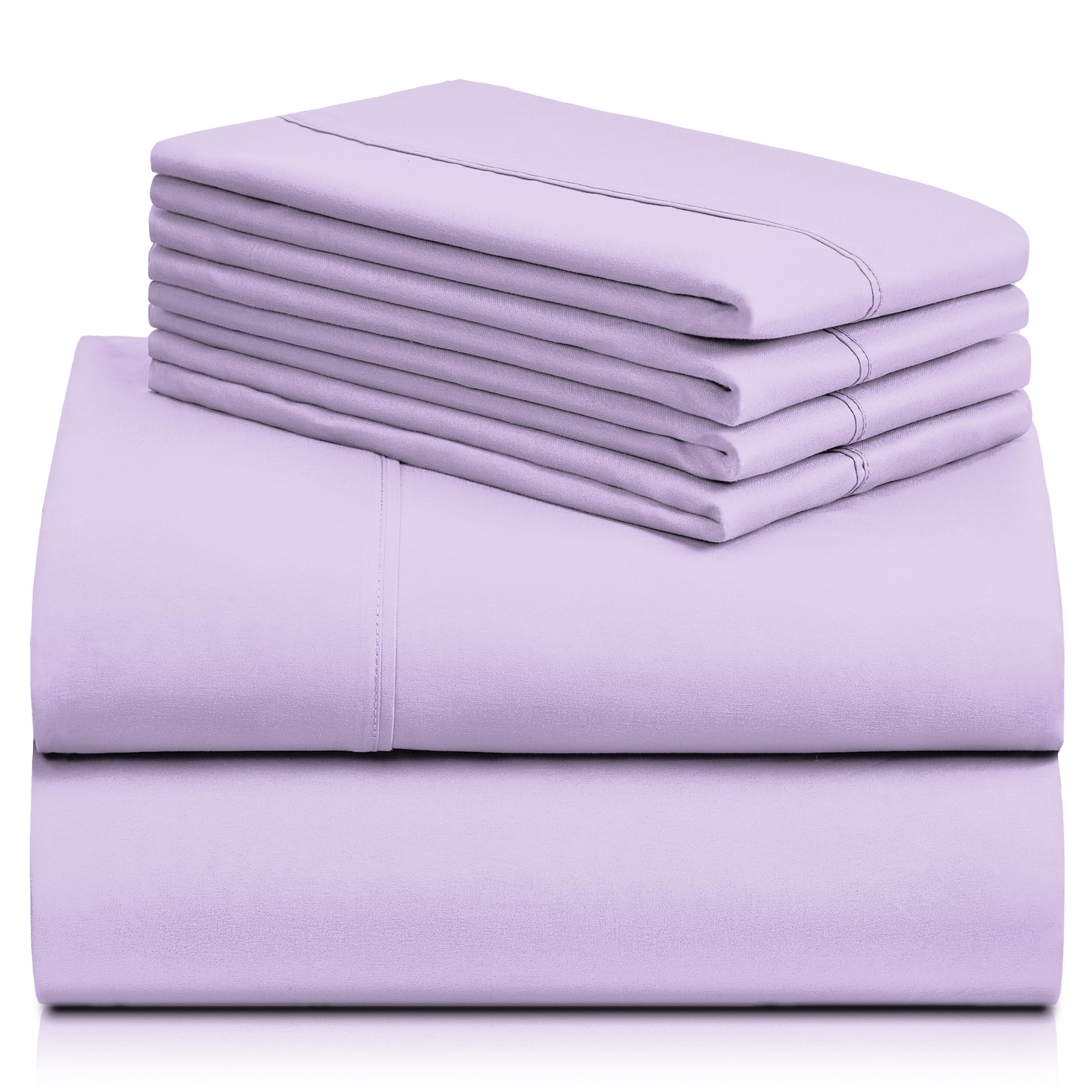 LuxClub 4 PC Full Sheet Set, Breathable Luxury Bed Sheets, Deep Pockets 18" Wrinkle Free Cooling Bed Sheets Machine Washable Hotel Bedding Silky Soft - Lavender Full