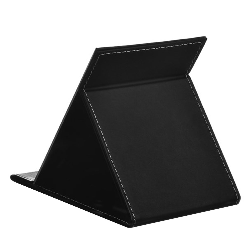 JOLY PU Leather Portable Folding Makeup Mirror with Standing(M, Black)