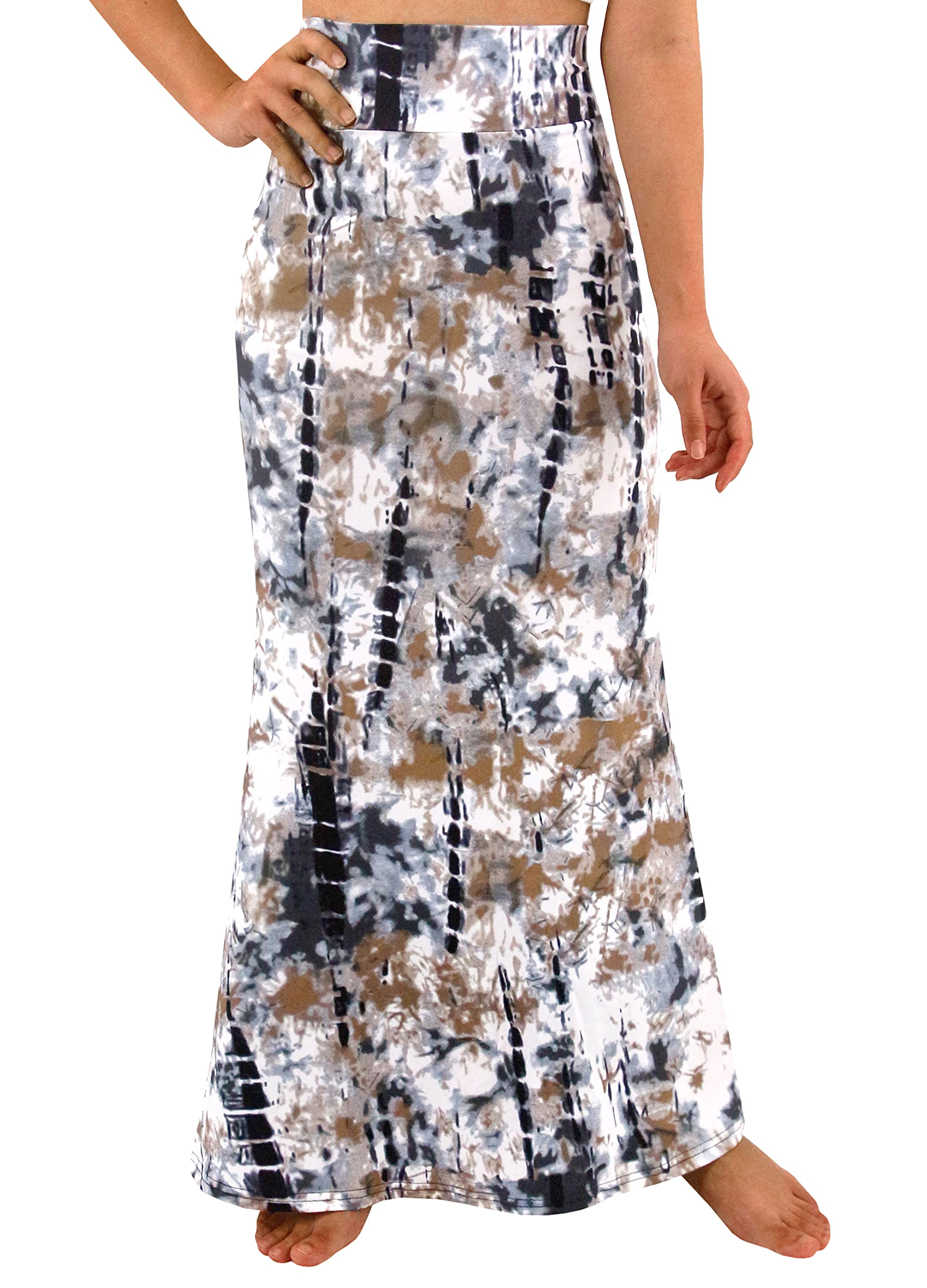 Women Fashion Summer Printed High Waisted Beach Maxi Skirts Long Skirt(Landscape Painting), M