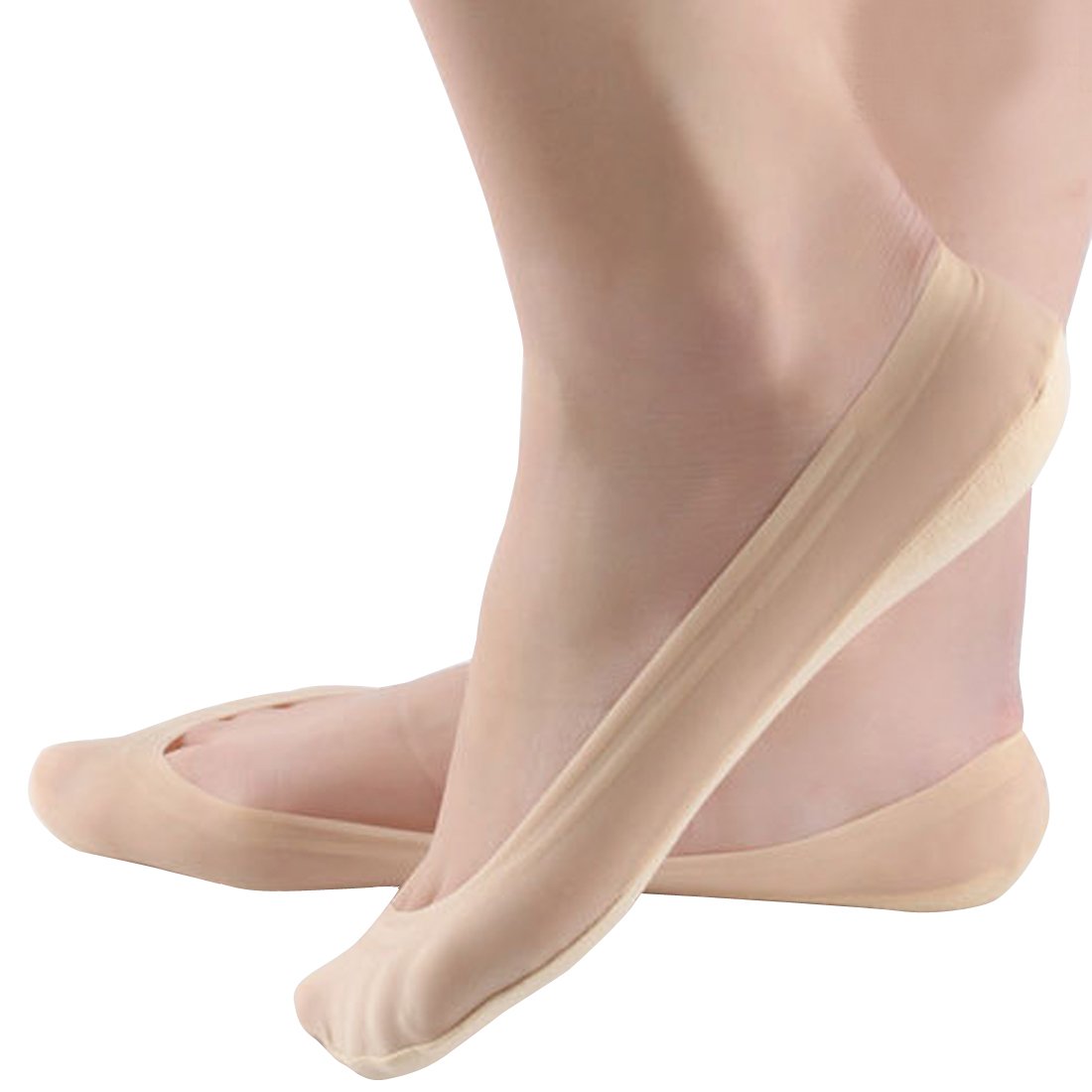 Jarseen 4 Pairs No Show Liner Socks Women's Low Cut Cotton Nylon Boat Invisible Hidden Socks Non-Slip for Flats (Shoe Size 5-8, 4Nude)