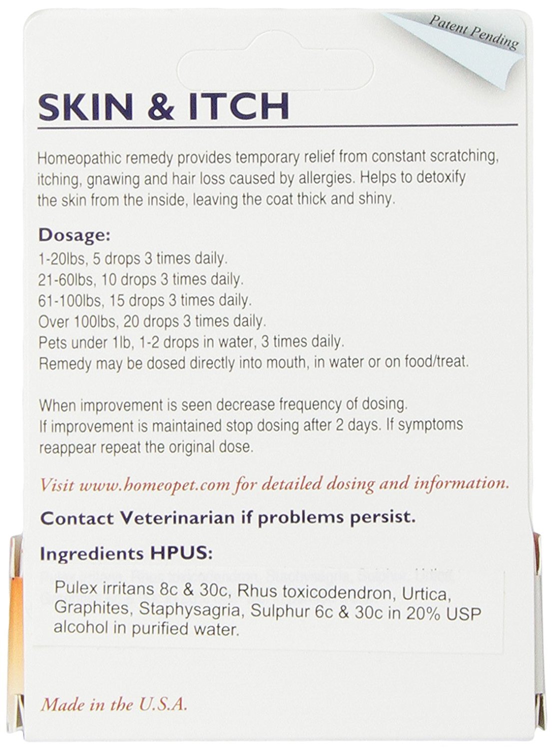 Dog Homeopet Skin & Itch