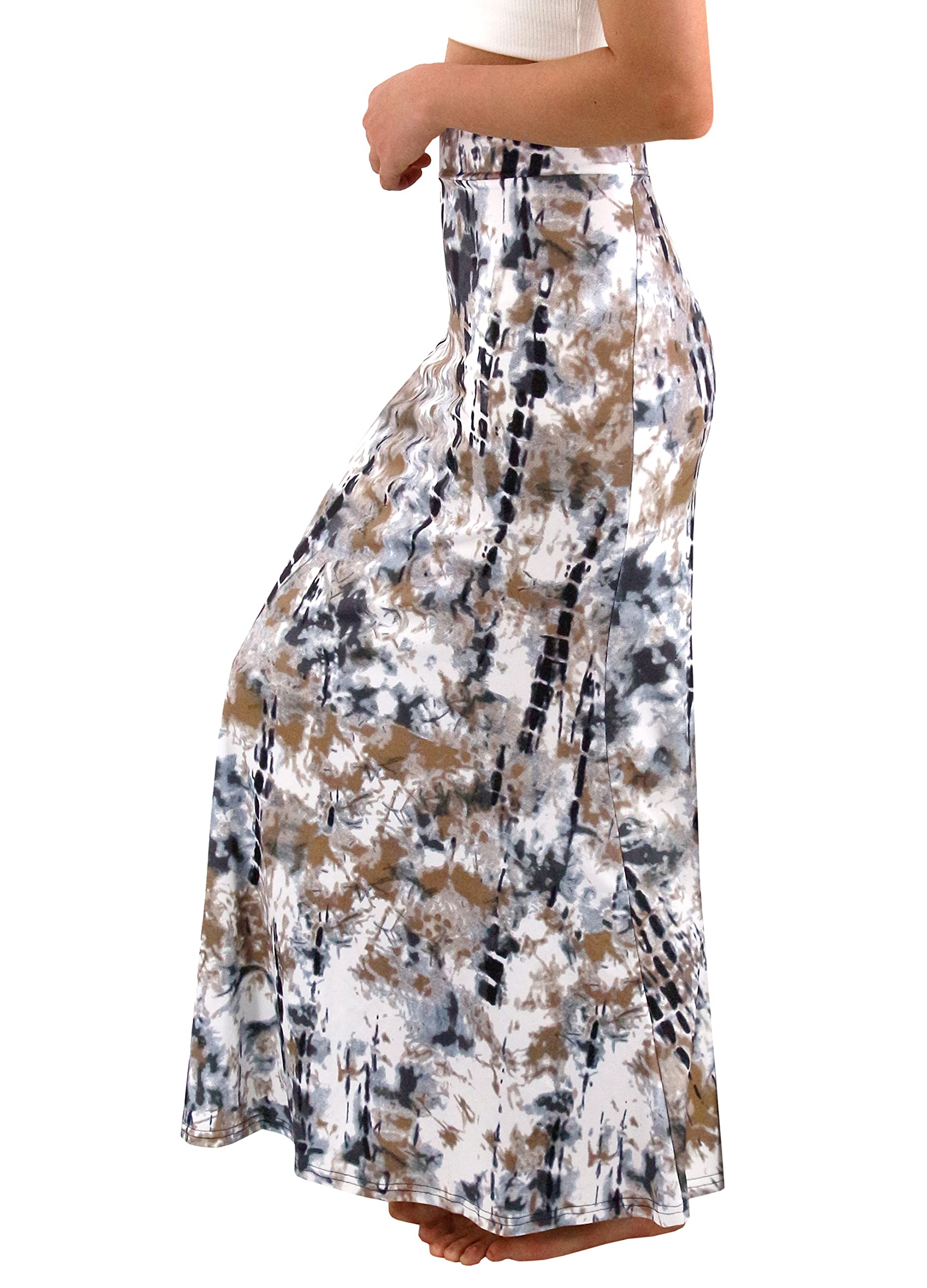 Women Fashion Summer Printed High Waisted Beach Maxi Skirts Long Skirt(Landscape Painting), M