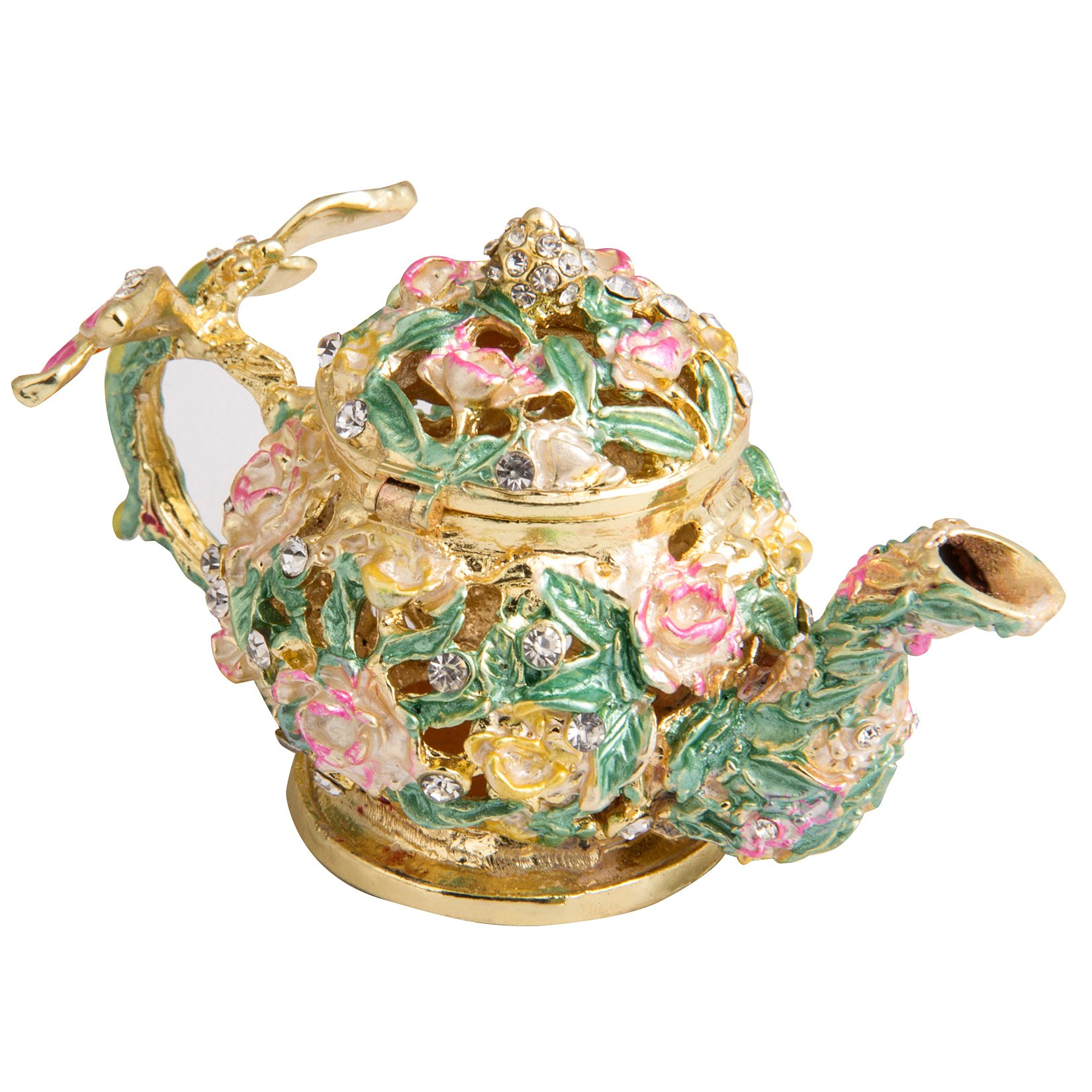 QIFU Hand Painted Teapot Style Enameled Trinket Box Hinged Unique Gift for Home Decor …