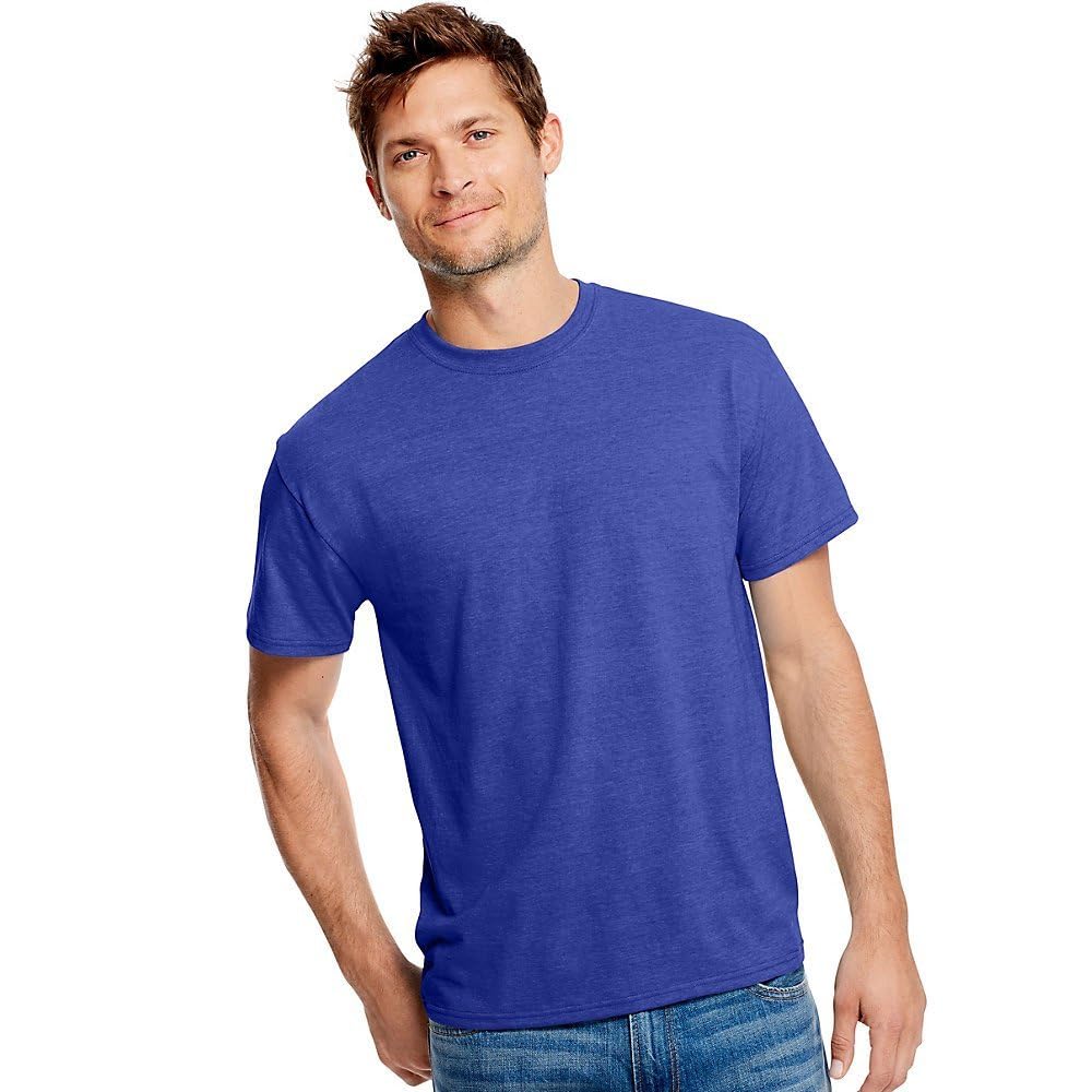 Hanes Men's Short Sleeve X-Temp T-Shirt with FreshIQ (Pack of 2), Royal Blue Heather, Medium