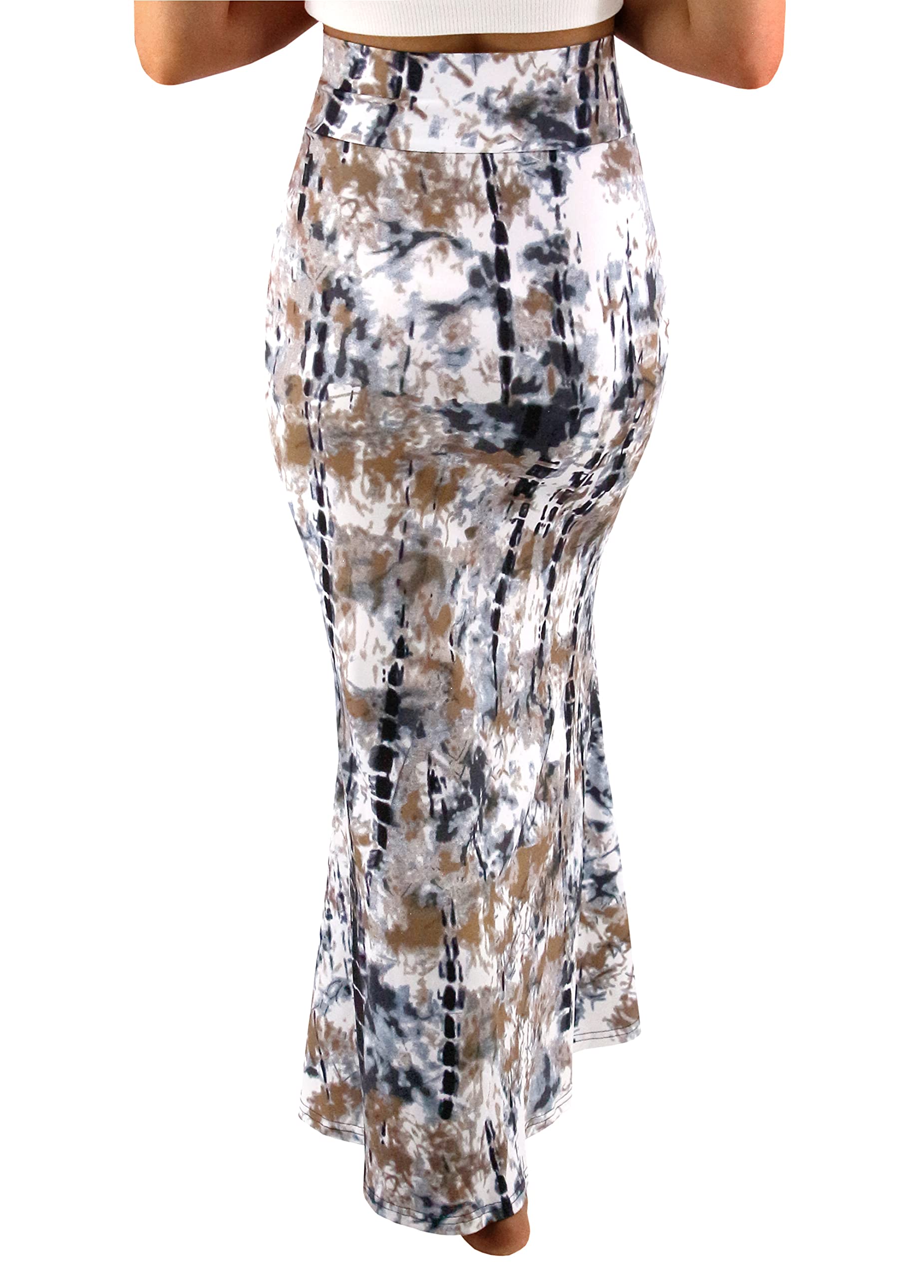 Women Fashion Summer Printed High Waisted Beach Maxi Skirts Long Skirt(Landscape Painting), M