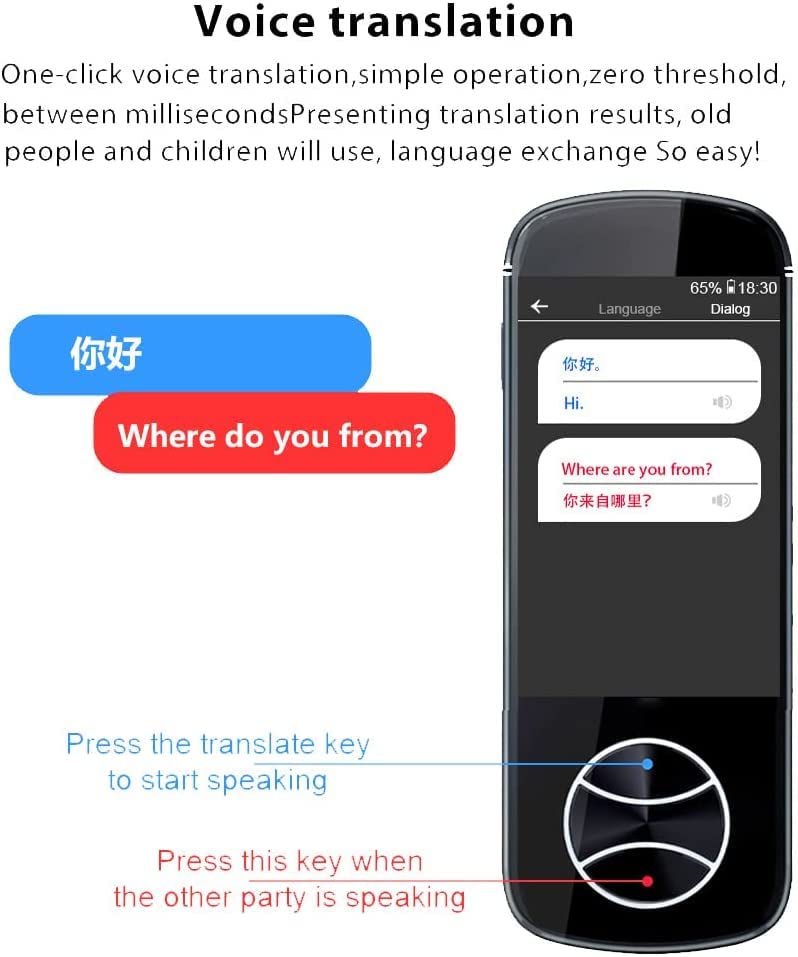 Language Translator Device Portable Real-time Voice Translation in 127 Different Languages and Accents, Support Instant Offline/WiFi/Hotspot Accuracy Image Interpreter Translation