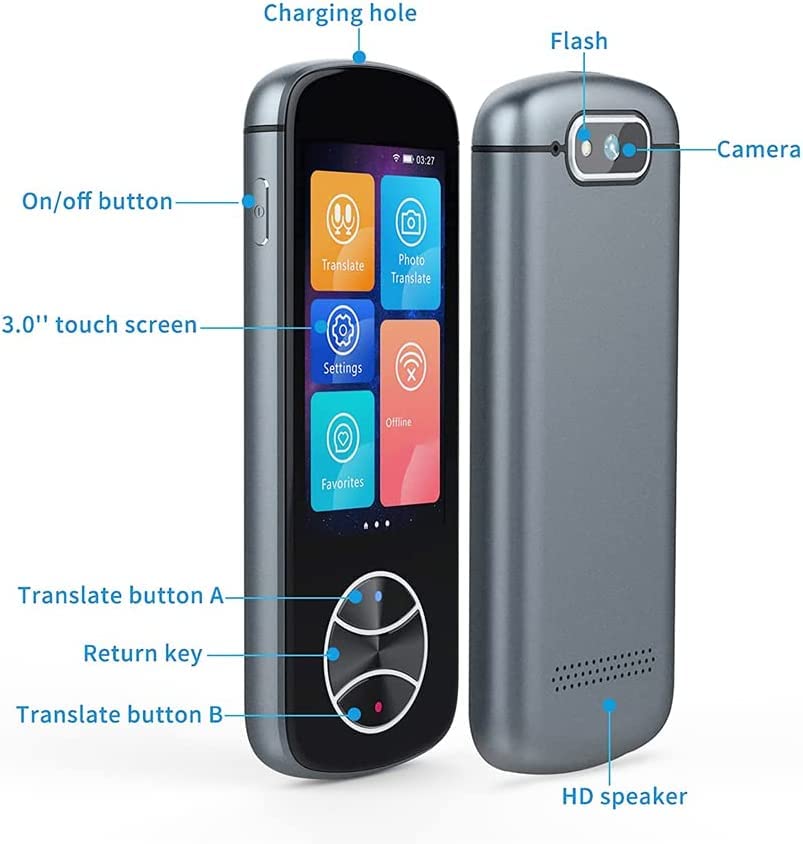 Language Translator Device Portable Real-time Voice Translation in 127 Different Languages and Accents, Support Instant Offline/WiFi/Hotspot Accuracy Image Interpreter Translation