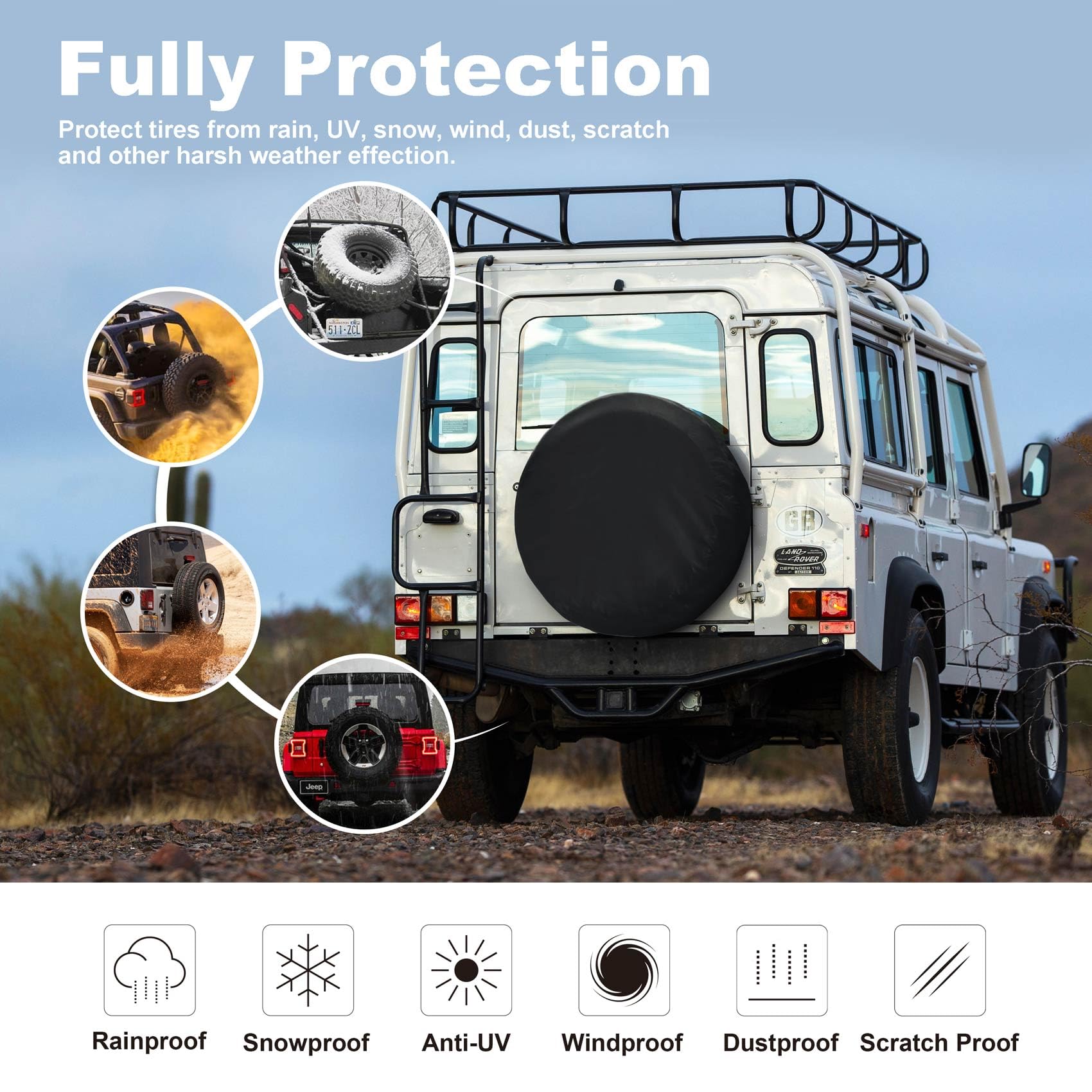 Explore Land 30-33 inch Spare Tire Cover Fit Trailer, RV, SUV, Truck, Tough Tire Wheel Soft Cover, Black
