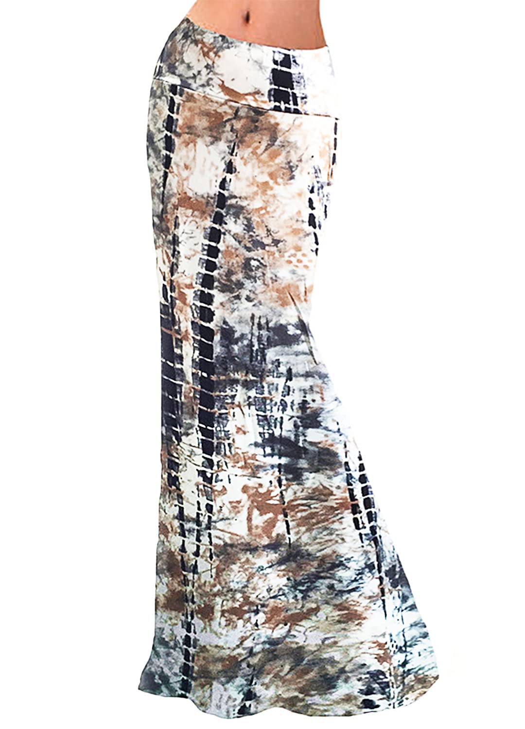 Women Fashion Summer Printed High Waisted Beach Maxi Skirts Long Skirt(Landscape Painting), M
