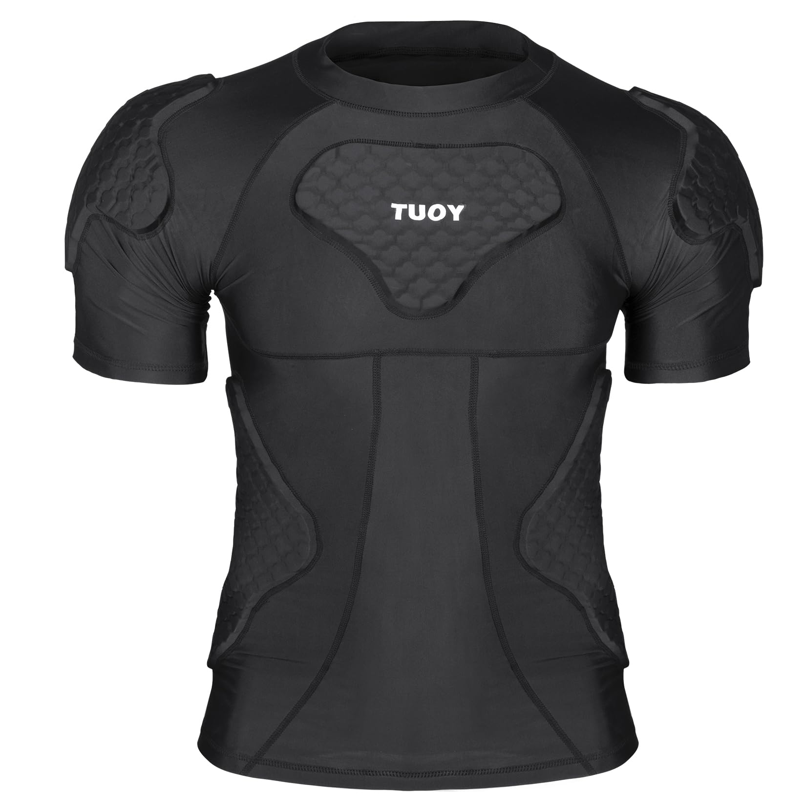 TUOYR Mens Football Padded Shirt Chest Rib Protector Undershirt for Football Baseball Softball Rugby