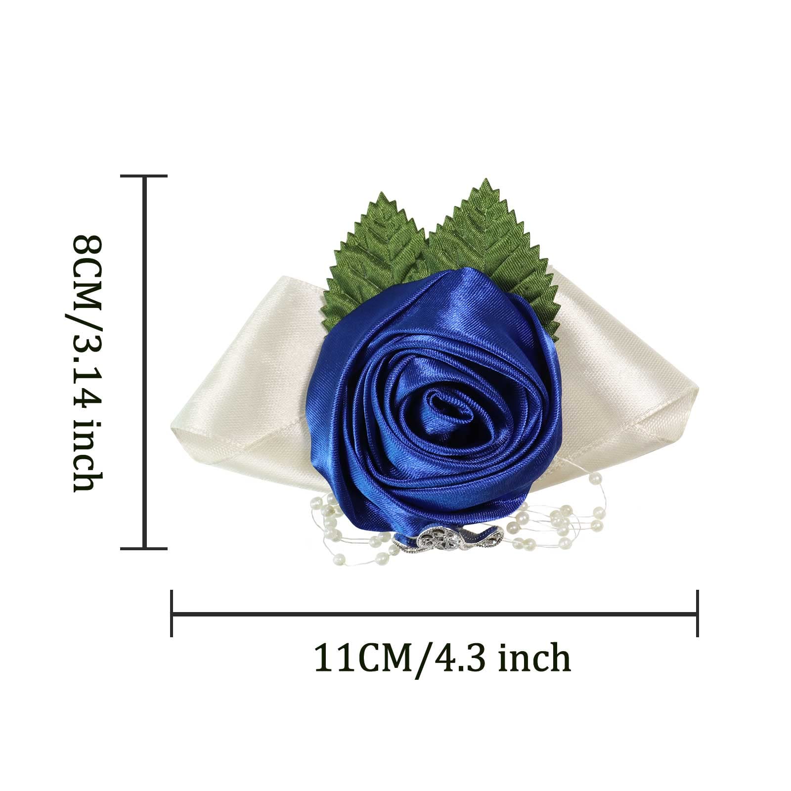 Jackcsale Wedding Bridal Corsage Bridesmaid Wrist Flower Corsage Flowers for Wedding Blue Pack of 2