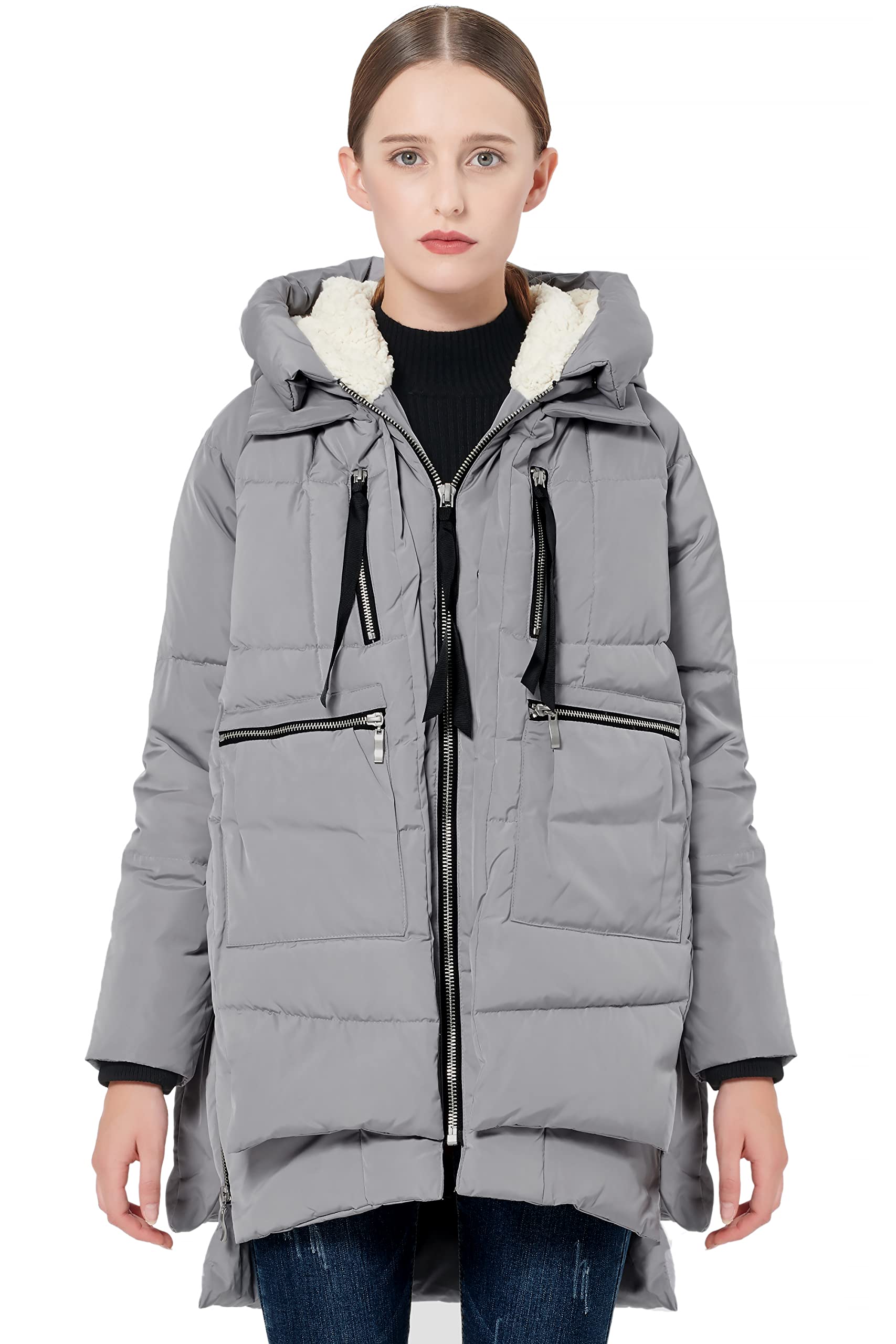 Orolay Women's Thickened Down Jacket Gray Medium