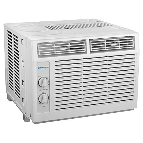 Emerson Quiet Kool 5,000 BTU 115V Window Air Conditioner & Dehumidifier with Mechanical Rotary Controls, AC Unit for Apartment, Dorm Room, Bathroom Small Rooms up to 150 Sq. Ft. in White