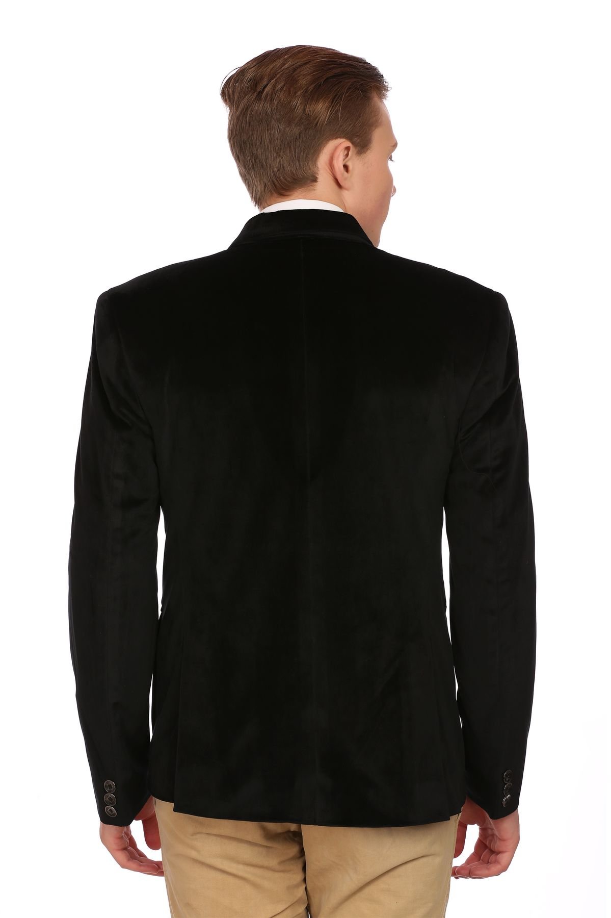 WINTAGE Men's Velvet Two Buttoned Notch Lapel Party Black Coat Blazer