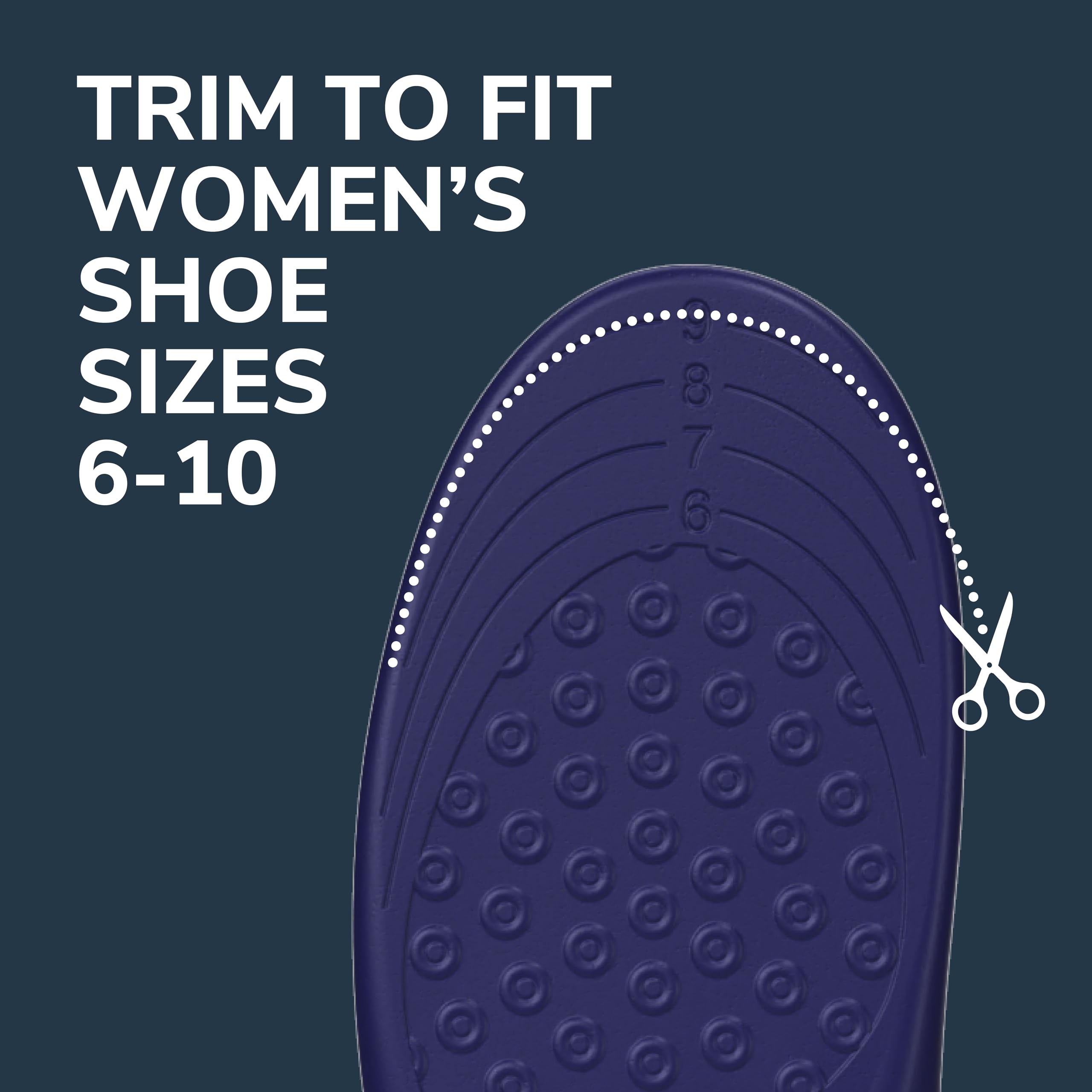 Dr. Scholl’s® Plantar Fasciitis Pain Relief Orthotic Insoles, Immediately Relieves Pain: Heel, Spurs, Arch Support, Distributes Foot Pressure, Trim to Fit Shoe Inserts: Women's Size 6-10, 1 Pair