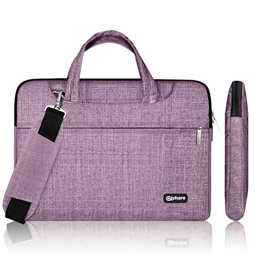 Qishare 13.3 14 inch Laptop Case Laptop Shoulder Bag, Multi-functional Notebook Sleeve Carrying Case With Strap for Samsung Acer Asus Lenovo Yoga Macbook pro 13 Ultrabook Chromebook(Purple Lines)
