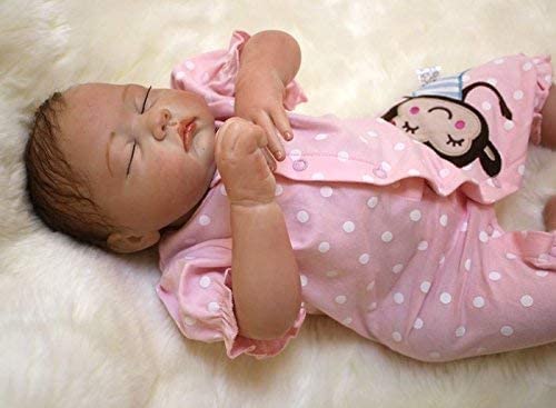 OCSDOLL Reborn Baby Dolls 22" Cute Realistic Soft Silicone Sleeping Baby Dolls Real Newborn Baby Doll Girl with Closed Eyes